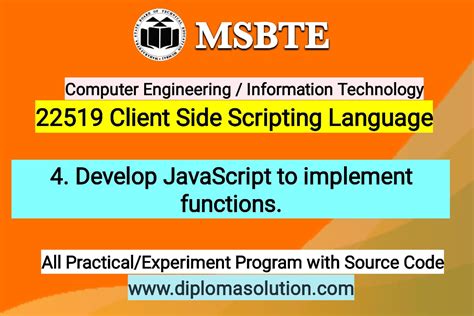 Develop Javascript To Implement Functions 22519 Client Side Scripting Language All Practical