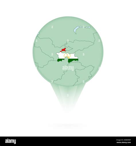 tajikistan map stylish location icon with tajikistan map and flag