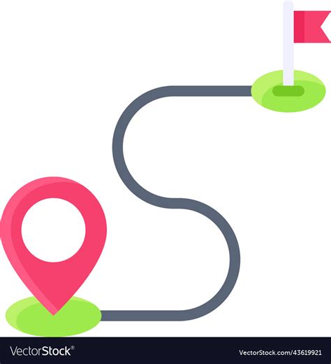 Route With Flag Icon Location Map And Navigation Vector Image