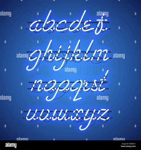 Glowing Blue Neon Lowercase Script Font Stock Vector Image And Art Alamy
