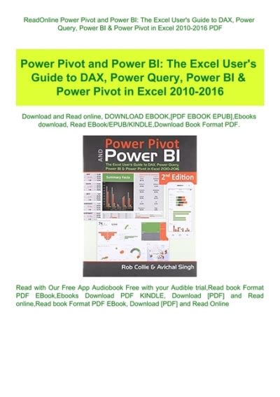 readonline power pivot and power bi the excel userand 039 s guide to dax