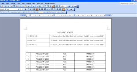Solved How To VBA Add New Text To A Word Table Located In Document Header Experts Exchange