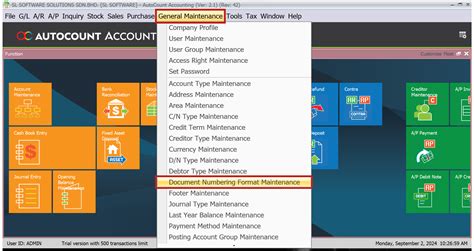 Document Numbering Format AutoCount Software