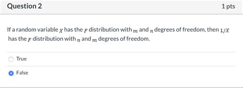 Solved Question Pts If A Random Variable Y Has The F Chegg