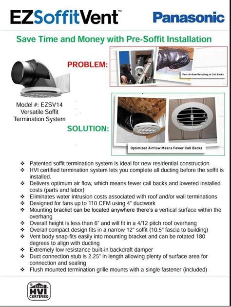 Panasonic Ez Soffit Vent Ezsv14