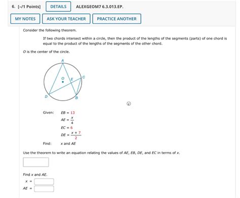 Solved Consider The Following Theorem If Two Chords Chegg