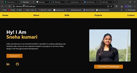Launching My React Portfolio With Tailwind Css Sneha Kumari Posted On