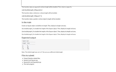 Solved Create The Following Class Which Represents A Square Chegg