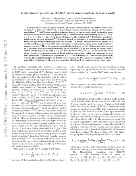 Pdf Deterministic Generation Of Many Photon Ghz States Using Quantum Dots In A Cavity