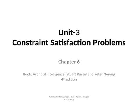Ai Unit 3 Ch 6 Csp Constraint Satisfaction Problem Pptx