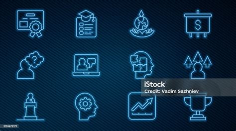 세트 라인 어워드 컵 프론트 엔드 개발 세계 확장 온라인 교육 물음표가 있는 머리 인증서 템플릿 퍼즐 전략 및 아이콘 벡터