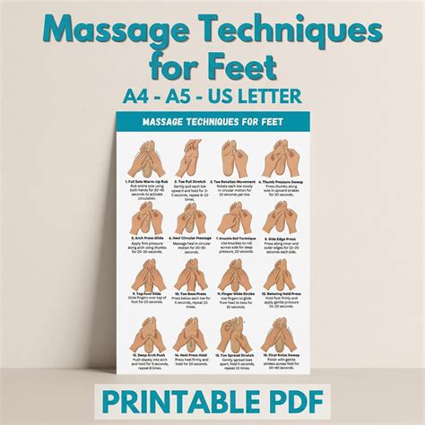 Foot Massage Techniques Chart Printable Reflexology Routine Guide