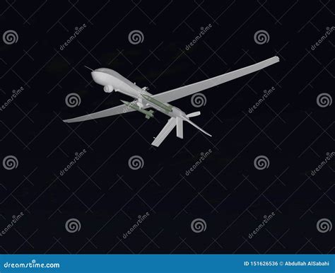 General Atomics Mq 1 Predator Drone Military 3d Rendering Missile Flying Stock Illustration