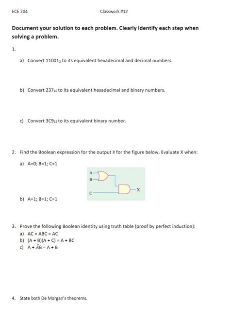 Solved ECE Classwork Document Your Solution To Each Chegg Com