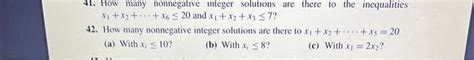 solved 41 how many nonnegative integer solutions are there