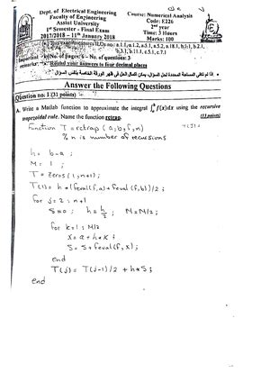 Sheet Problems On Numerical Analysis In The Following Exercises Round Your Answers To