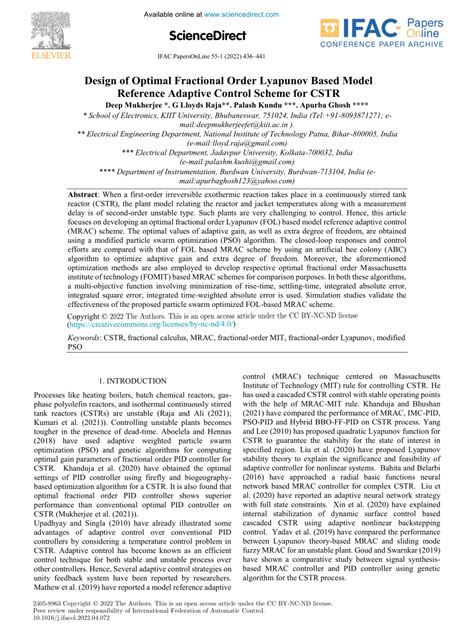 pdf design of optimal fractional order lyapunov based model reference