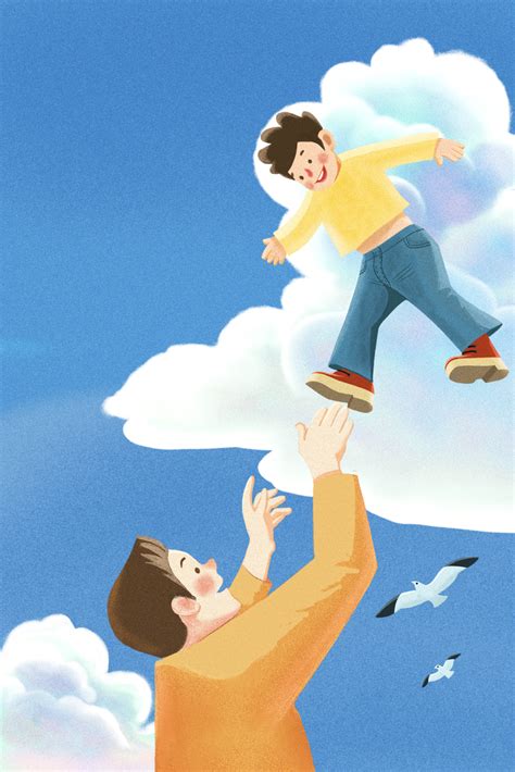 卡通父亲节插画背景图片 卡通父亲节插画背景素材图片 千库网