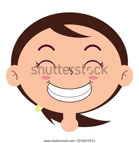 Girl Smile Face Cartoon Cute Stock Vector Royalty Free 2120612912