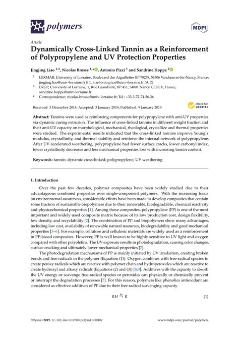 Pdf Dynamically Cross Linked Tannin As A Reinforcement Of