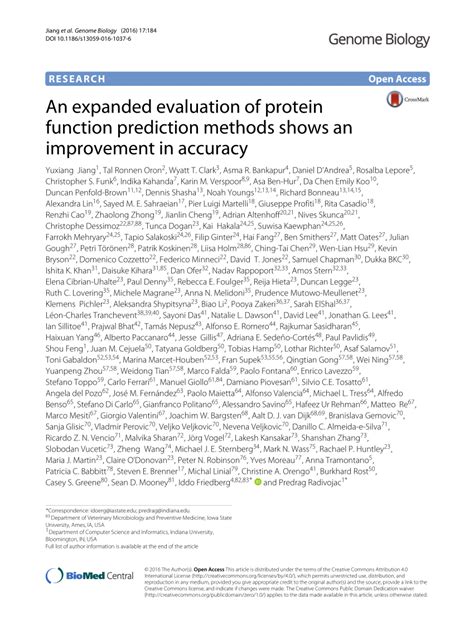 pdf an expanded evaluation of protein function prediction methods