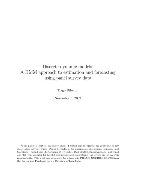 Discrete Dynamic Models A Hmm Approach To Estimation And Forecasting