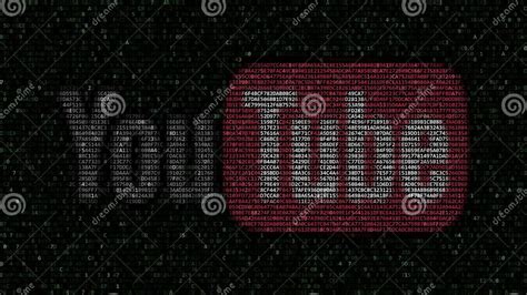 Youtube Logo Made Of Hexadecimal Symbols On Computer Screen Editorial 3d Rendering Editorial