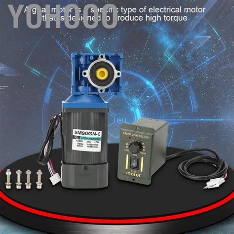 Yohooo Motor Gear Motors 90W Worm Pace Reduction High Force CW CCW With Governor AC 220V Blower