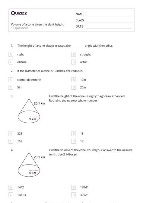 Free Cone Volume Worksheet Download Free Cone Volume Worksheet Png Images Free Worksheets On