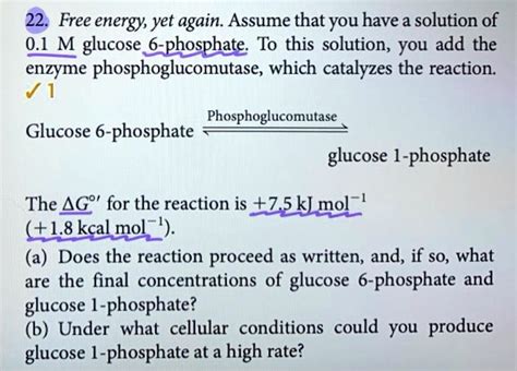 Solved 22 Free Energy Yet Again Assume That You Have A Solution Of 0 1 M Glucose 6 Phosphate
