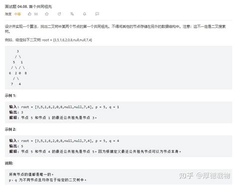 力扣 面试题 0408 首个共同祖先 知乎