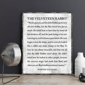 The Velveteen Rabbit Wall Art Quote Inspirational Motivational Old Book