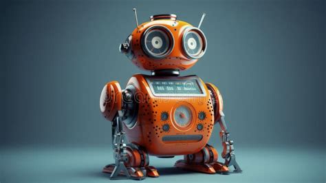 An Orange Sci Fi Robot Clock Stock Illustration Illustration Of Gears Robotic 302359165