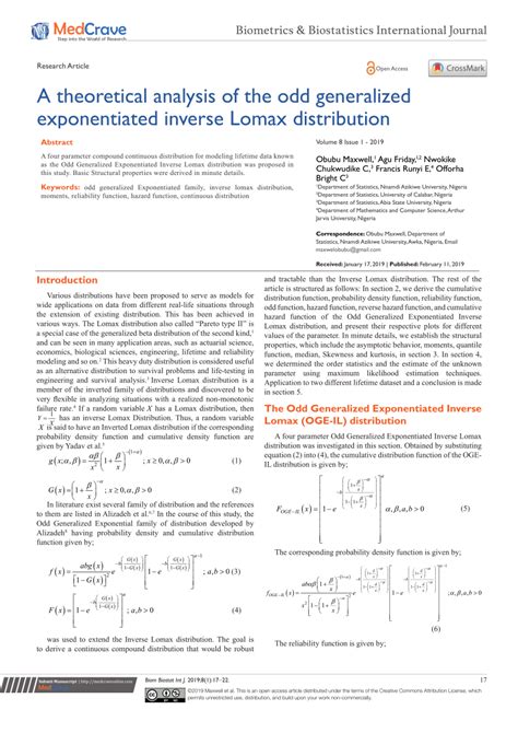 Pdf A Theoretical Analysis Of The Odd Generalized Exponentiated Inverse Lomax Distribution
