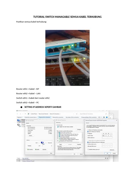 Tutorial Switch Managable Semua Kabel Terhubung Pdf Ip Address