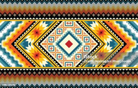 전통적인 스타일의 기하학적 민족 패턴 나바호어 아메리카 인디언 패턴 배경 벽지 의류 포장 바틱 패브릭 및 인쇄물을 위한 디자인