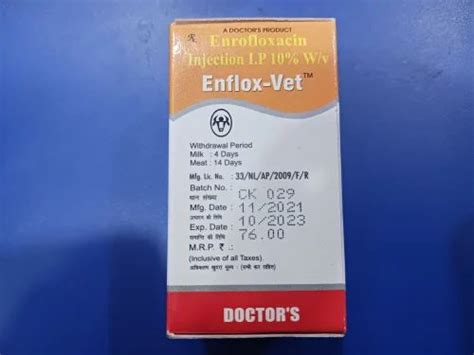 Enflox Vet 30ml Enrofloxacin Injection Prescription Packaging Type Bottle At Rs 70 Piece