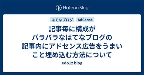 記事毎に構成がバラバラなはてなブログの記事内にアドセンス広告をうまいこと埋め込む方法について Logicky Blog