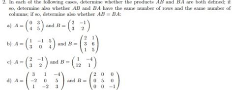 solved in each of the following cases determine whether the