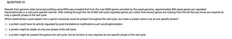 Solved Question 31 Results From Genome Wide Transcript