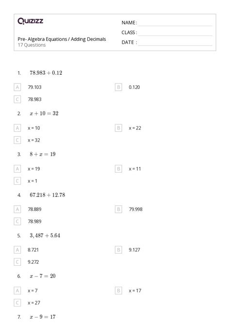 50 Adding Decimals Worksheets For 8th Grade On Quizizz Free And Printable