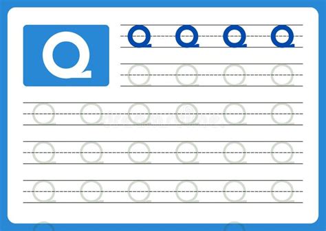 Alphabet Capital Letter Q Tracing Worksheet Stock Illustration