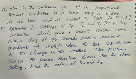 Solved Which Gave A A What Is The Controller Gain Of A