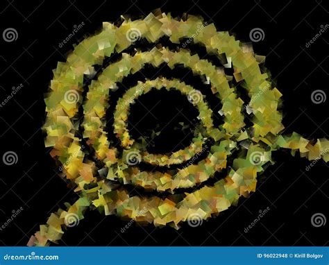 Abstract Illustration Of Golden Yellow Concentric Circles With A Line To The Center Stock