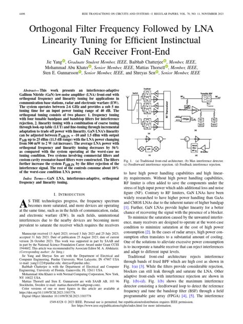 [4] Orthogonal Filter Frequency Followed By Lna Linearity Tuning For Efficient Instinctual Gan