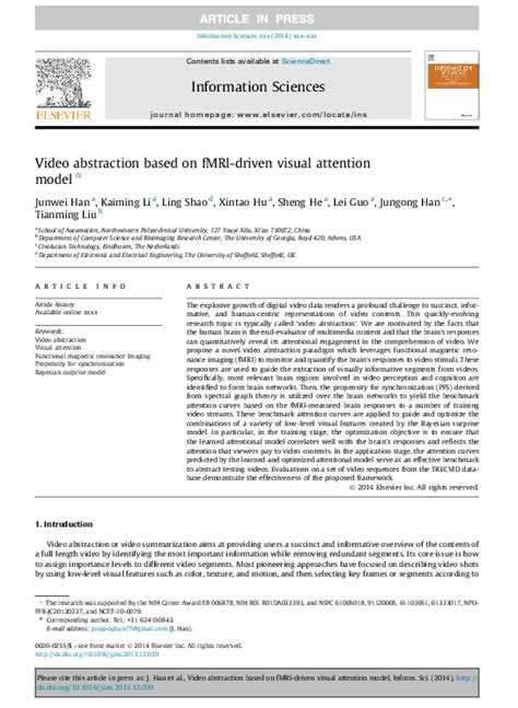 Pdf Video Abstraction Based On Fmri Driven Visual Attention Model