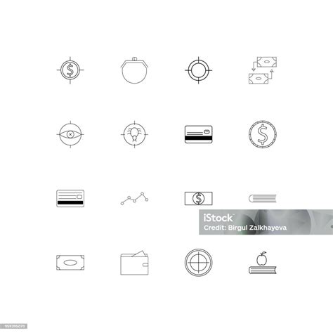 은행 금융 및 돈을 선형 얇은 아이콘 설정 합니다 간단한 벡터 아이콘 설명 0명에 대한 스톡 벡터 아트 및 기타 이미지 0명 다이어그램 동전 Istock