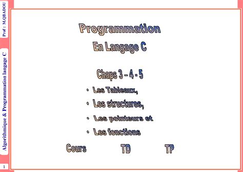 Cours Algo Chapitre 3 4 5 Algorithmique And Programmation Langage C