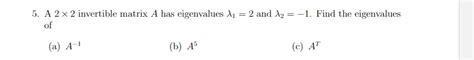 Solved A invertible matrix A has eigenvalues λ and Chegg
