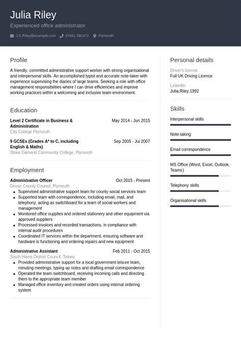Administrator Cv Example Cvwizard Administrator Cv Example Cvwizard